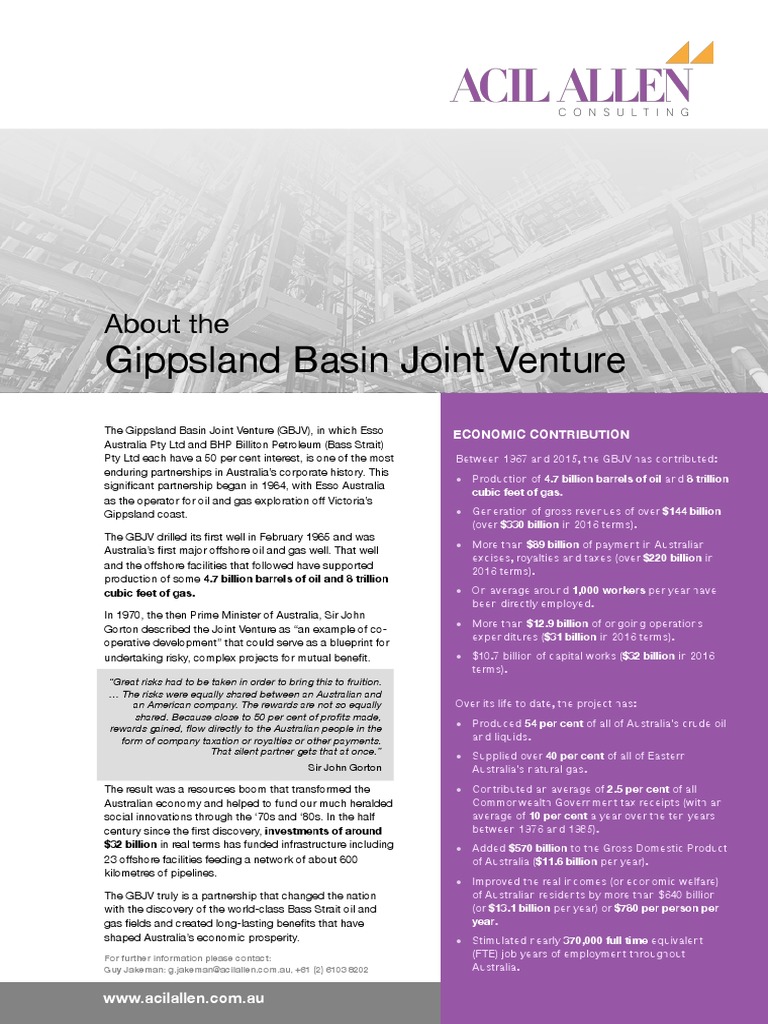 About The Gippsland Basin Joint Venture by Acil Allen | PDF | Australia ...