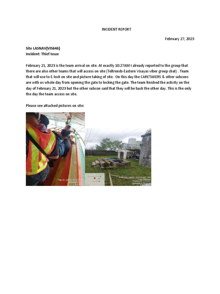 INCIDENT REPORT (Aldrin Mamaril) | PDF