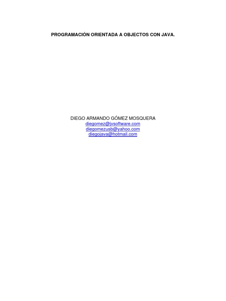 Programación Orientada A Objectos Con Java.: Diego Armando Gómez ...