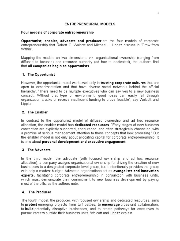 Four Models of ENT | PDF | Entrepreneurship | Non Disclosure Agreement