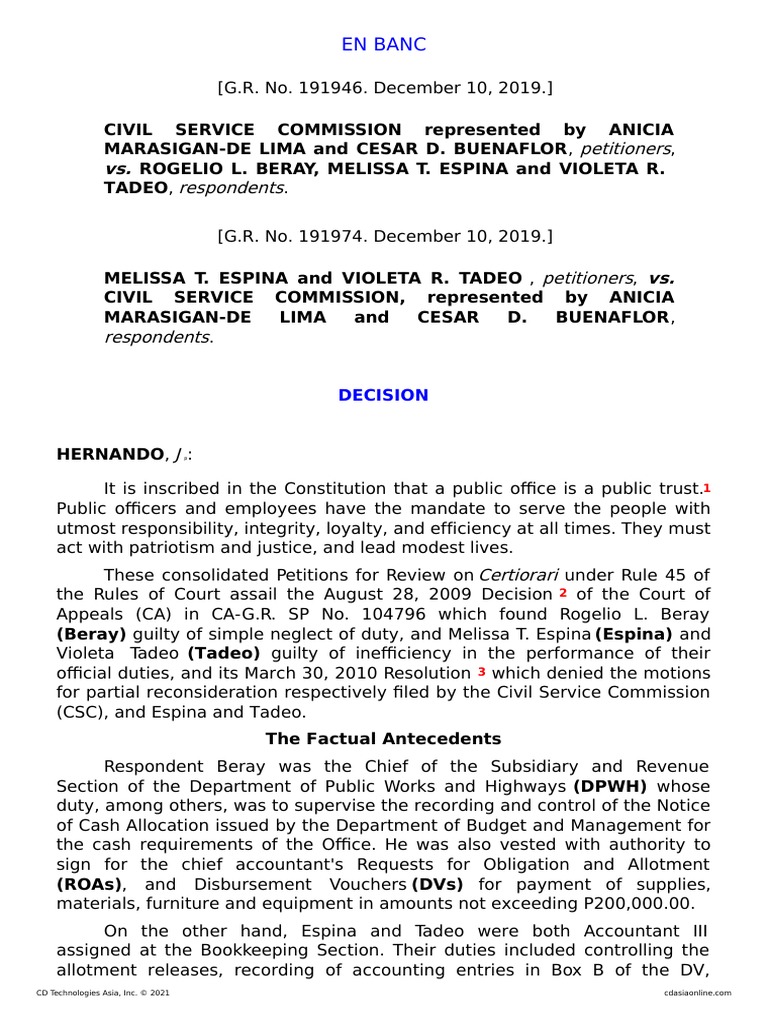 Civil Service Commission v. Beray | PDF