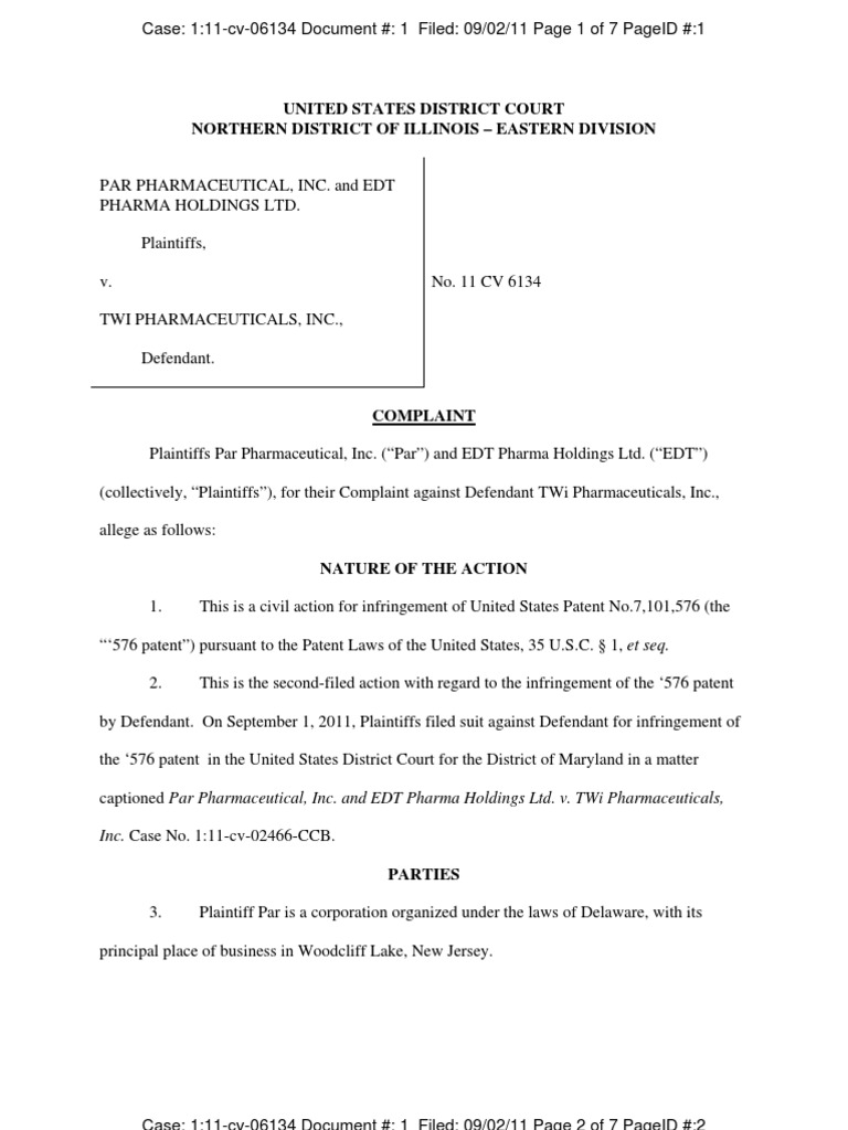 PAR Pharmaceutical Et. Al. v. TWI Pharmaceuticals | PDF | Generic Drug ...