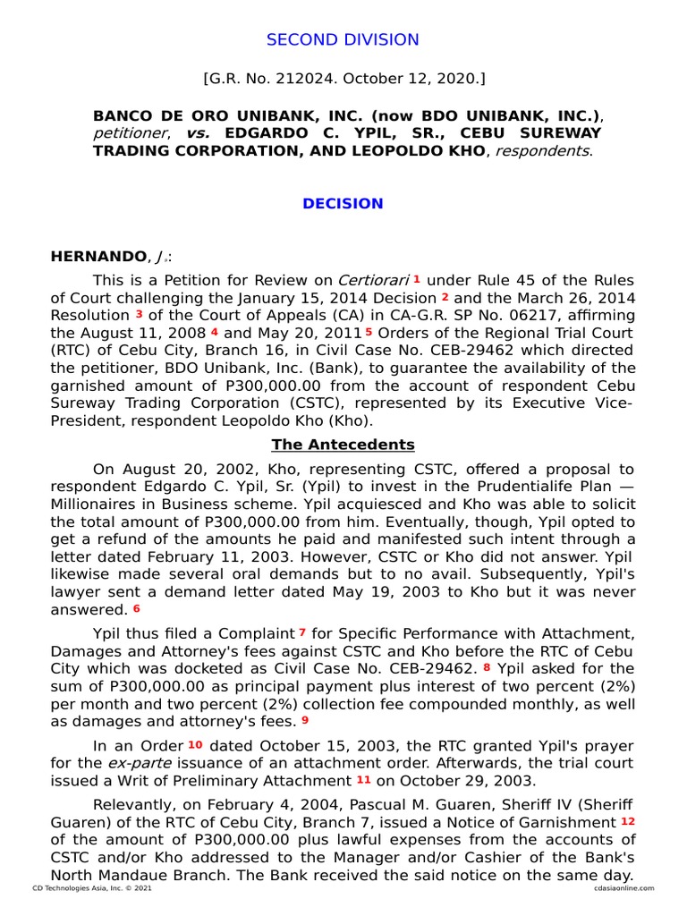 Banco de Oro Unibank, Inc. v. Ypil, Sr. | PDF | Banks | Debt