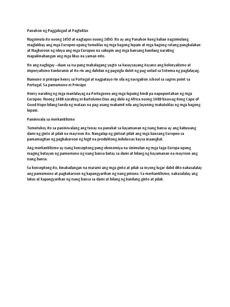 Panahon NG Paggalugad at Pagtuklas | PDF