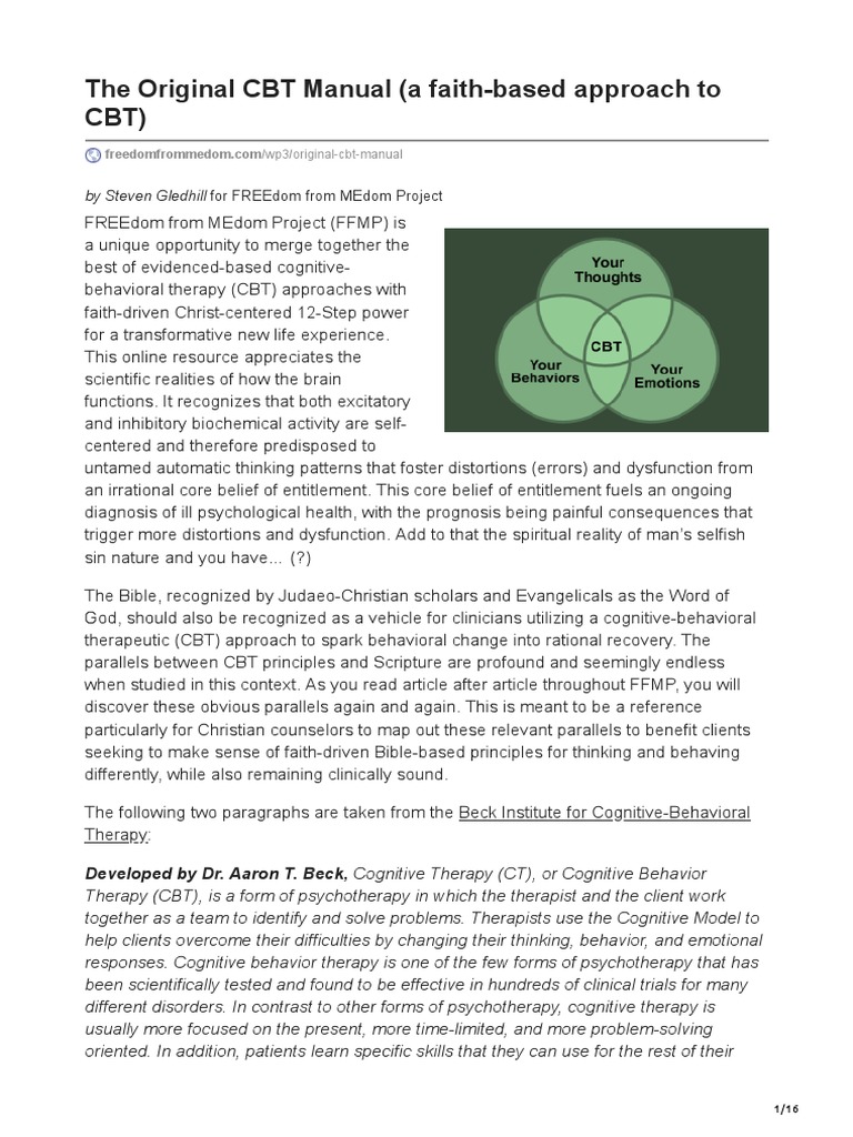 Faith-Based CBT Manual Overview | PDF | Cognitive Behavioral Therapy ...