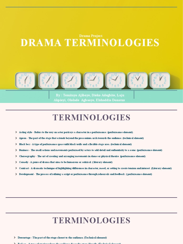 Drama Terminologies | PDF | Play (Theatre) | Theatre