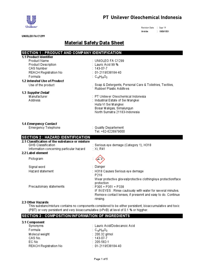 MSDS Unioleo Fa C1299 | PDF | Firefighting | Toxicity