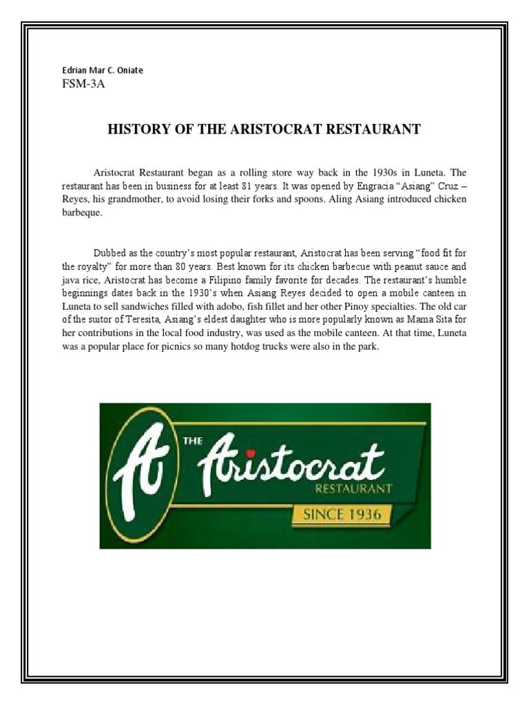 Aristocrat Restaurant | PDF