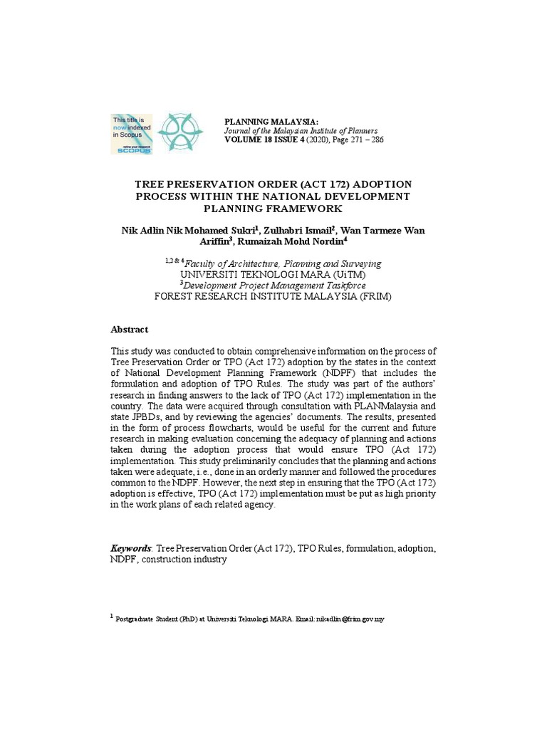 TREE - PRESERVATION - ORDER - ACT - 172 - ADOPTION - PROCESS - W ...