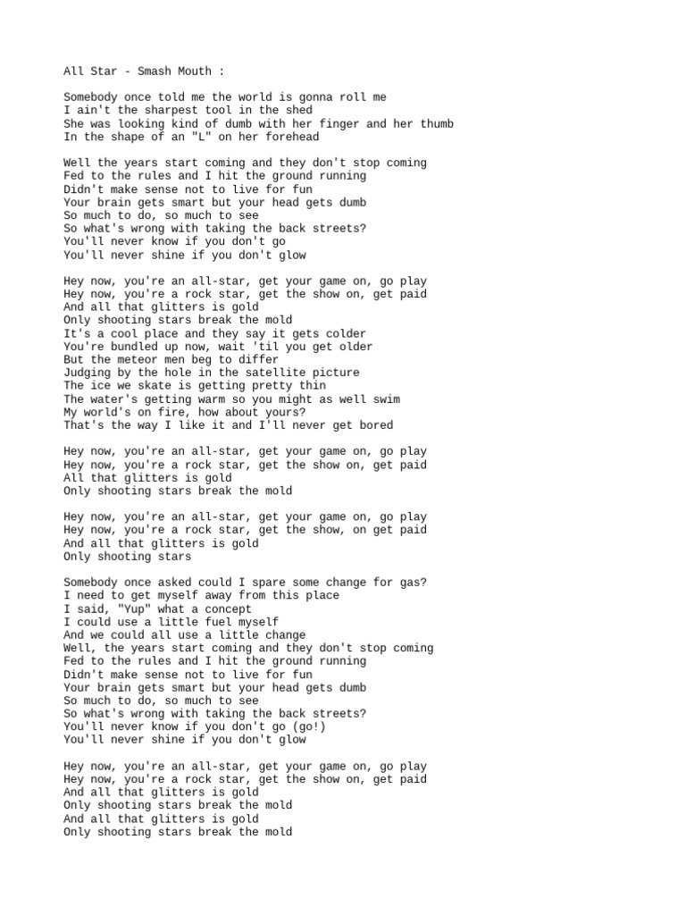 All Star - Smash Mouth | PDF