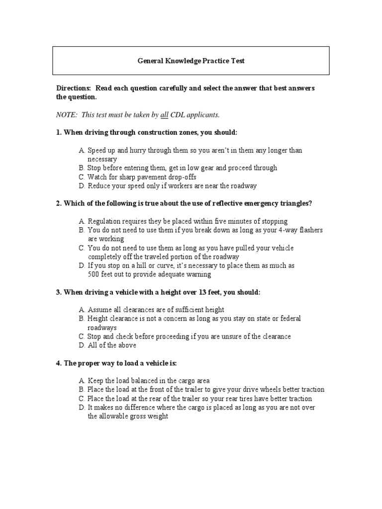 General Knowledge Practice Test: A Comprehensive Review of Safe ...