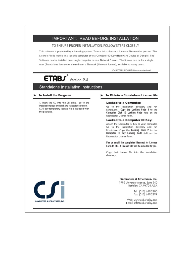 ETABS Install Instructions | PDF | Computer File | Server (Computing)