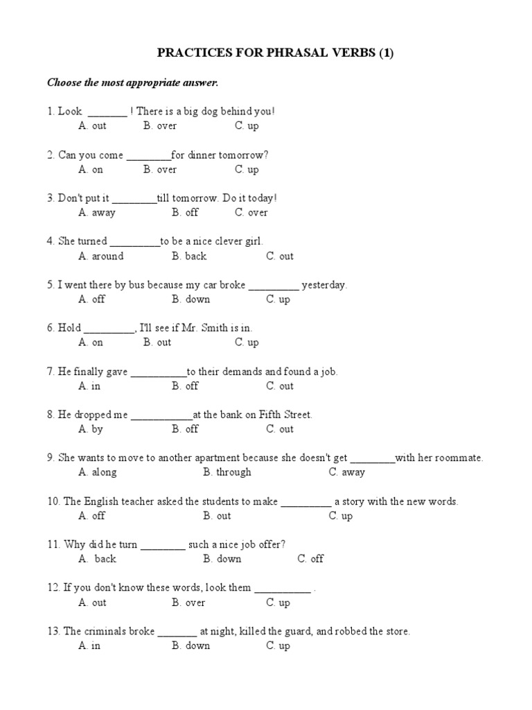 Phrasal Verb Practice | PDF