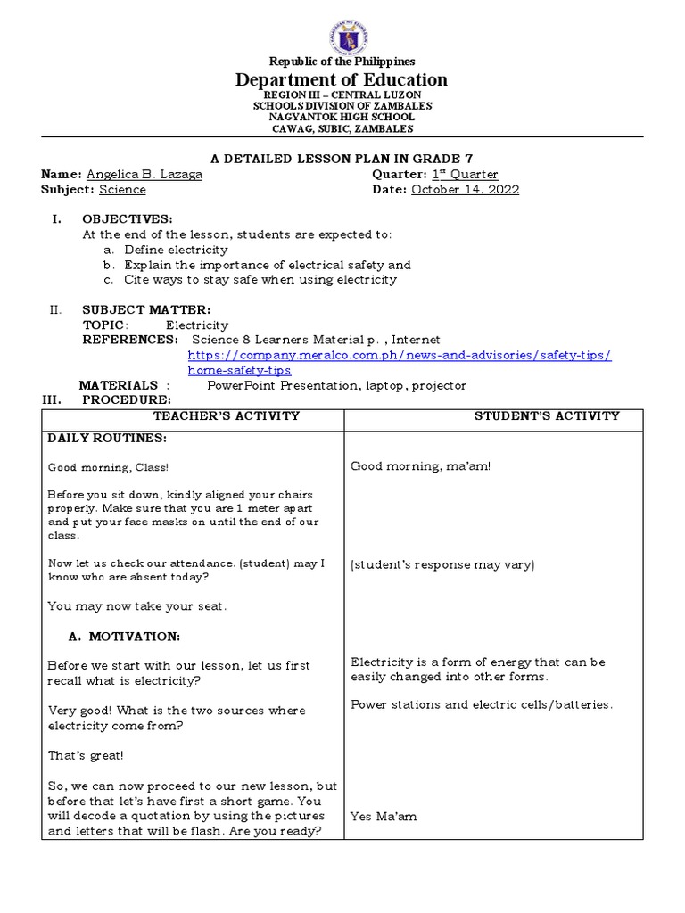 Electricity Grade 8 DLP | PDF | Ac Power Plugs And Sockets | Electrical ...