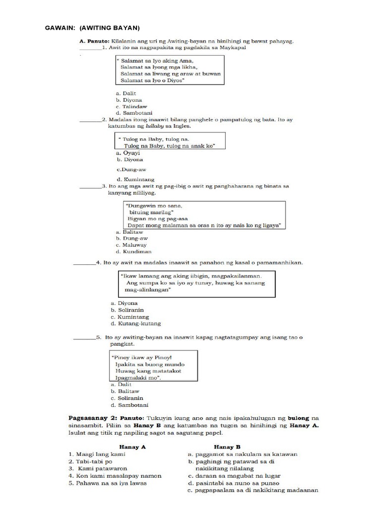 Awiting Bayan GAWAIN | PDF