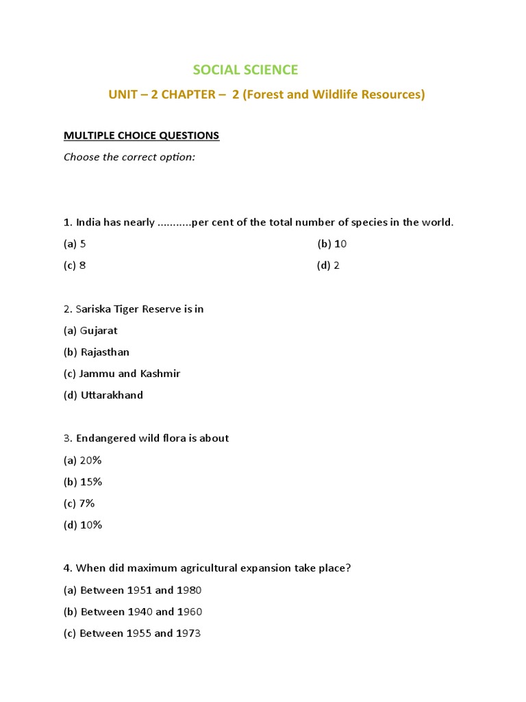 Unit 2 Chapter 2 | Download Free PDF | Tiger | Natural Environment