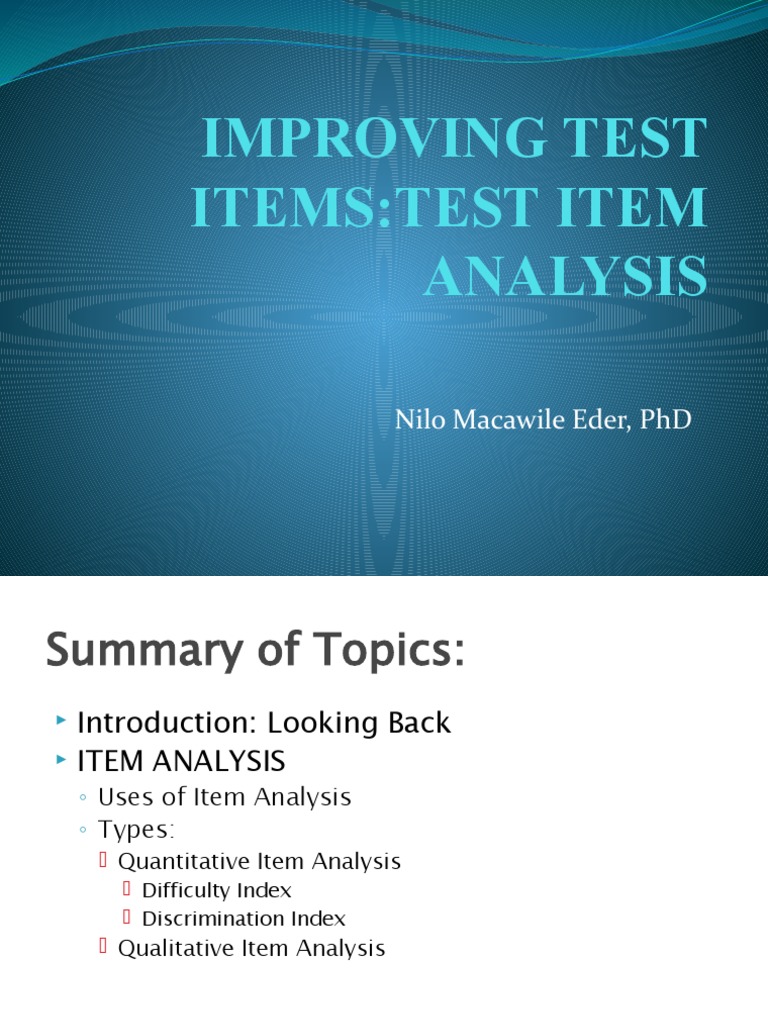 Test Item Analysis for Educators | PDF