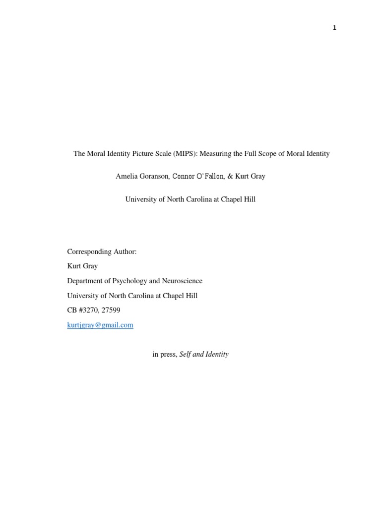 Moral Identity Picture Scale (MIPS) | PDF | Morality | Validity ...