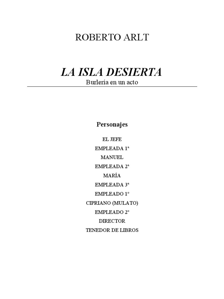 Arlt - La Isla Desierta | PDF | Naturaleza