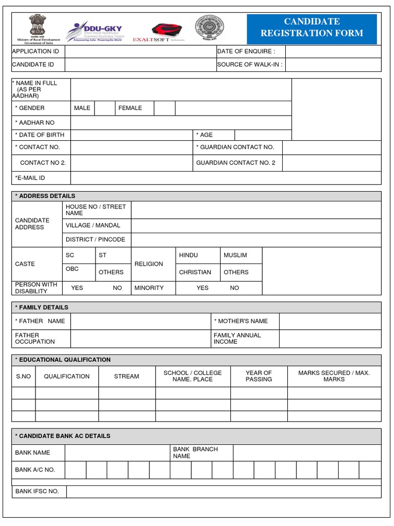 Ddugky Candidate Registration Form All | PDF