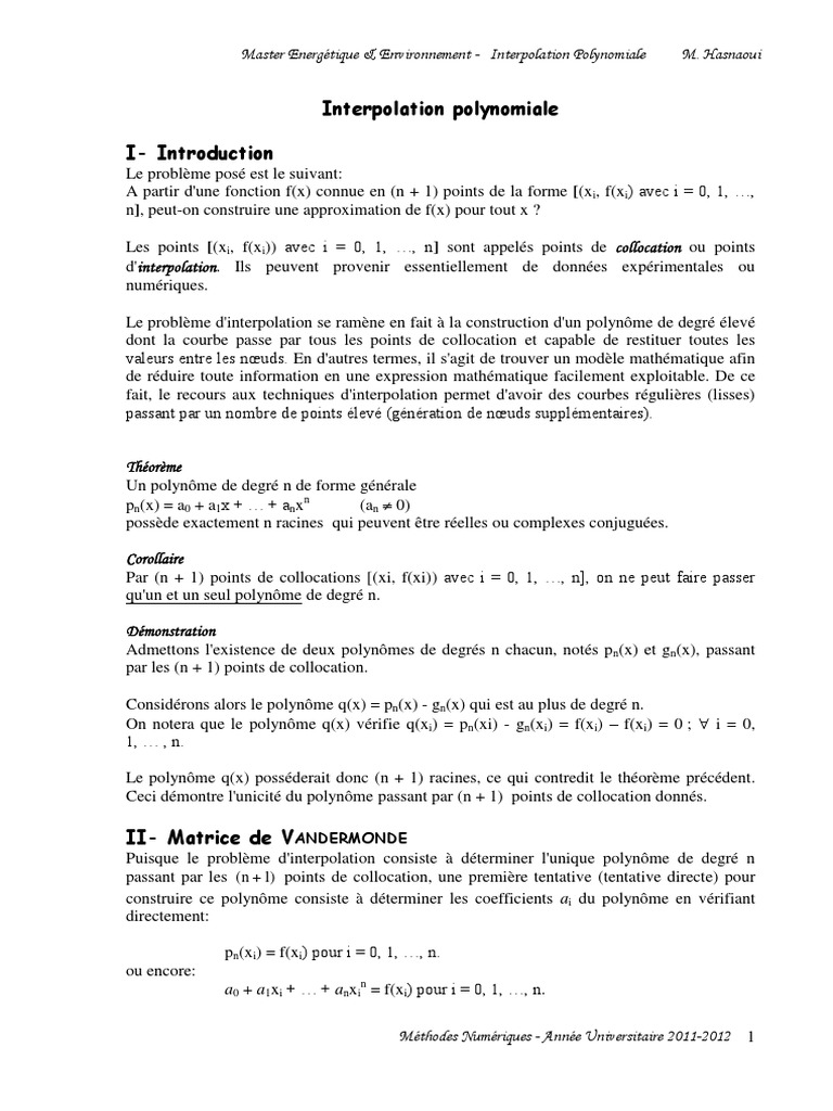 Interpolation Polynomiale Avancée | PDF | Interpolation | Spline