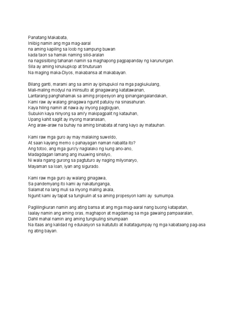Panatang Makabata | PDF