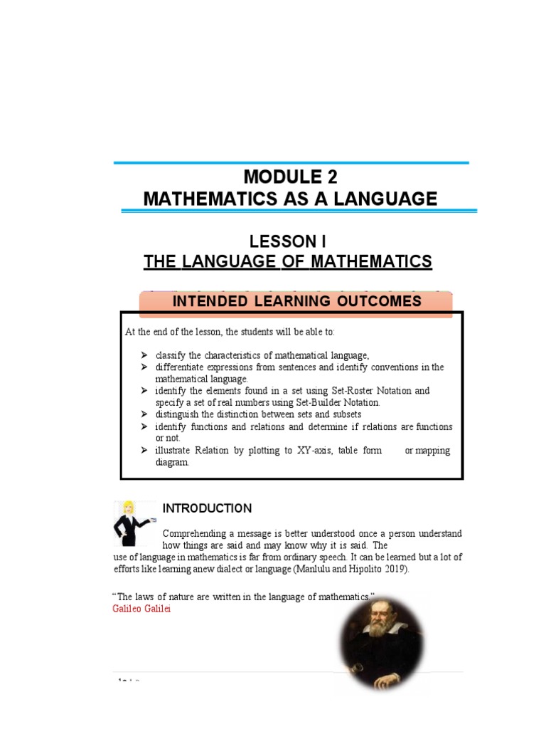Mathematics As A Language | PDF | Set (Mathematics) | Function (Mathematics)