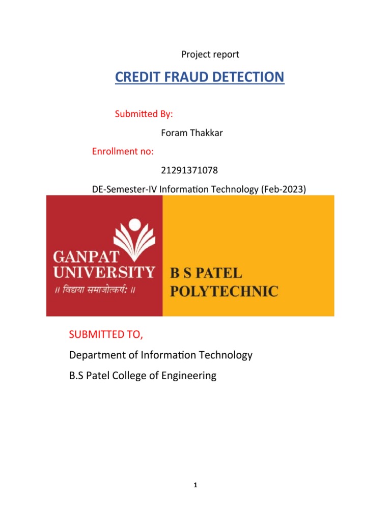 Credit Fraud Detection: Project Report | PDF | Credit Card | Fraud