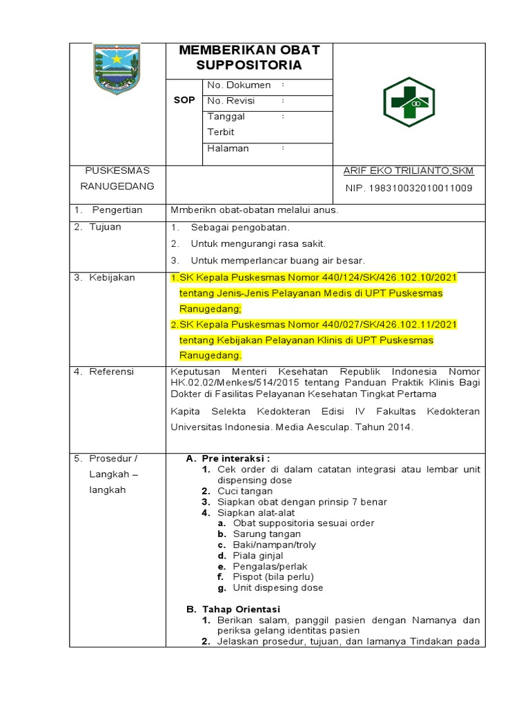 SOP 47. Memberikan Obat Suppositoria | PDF | Kesehatan Holistik