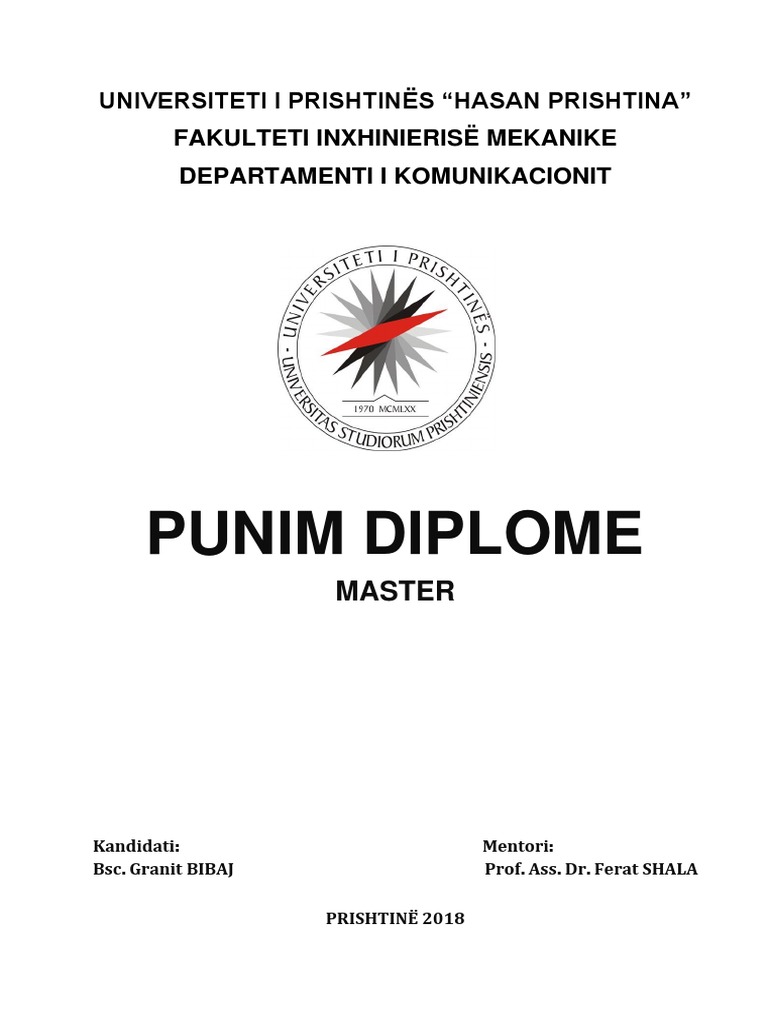 Punim Diplome: Universiteti I Prishtinës "Hasan Prishtina" Fakulteti ...