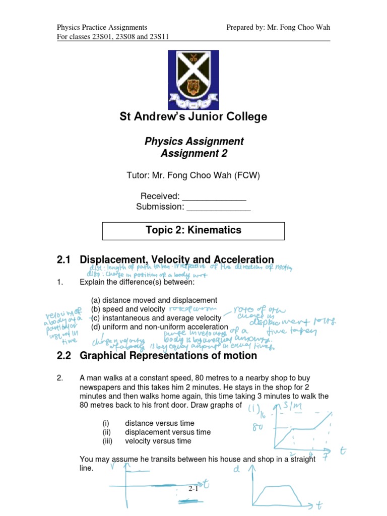 Chapter 2 Kinematics | PDF | Acceleration | Velocity