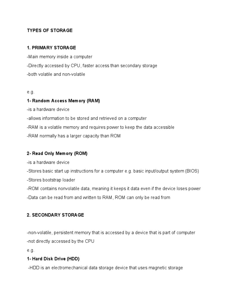 Understanding Computer Storage A Comprehensive Guide To Primary Secondary And Offline Storage