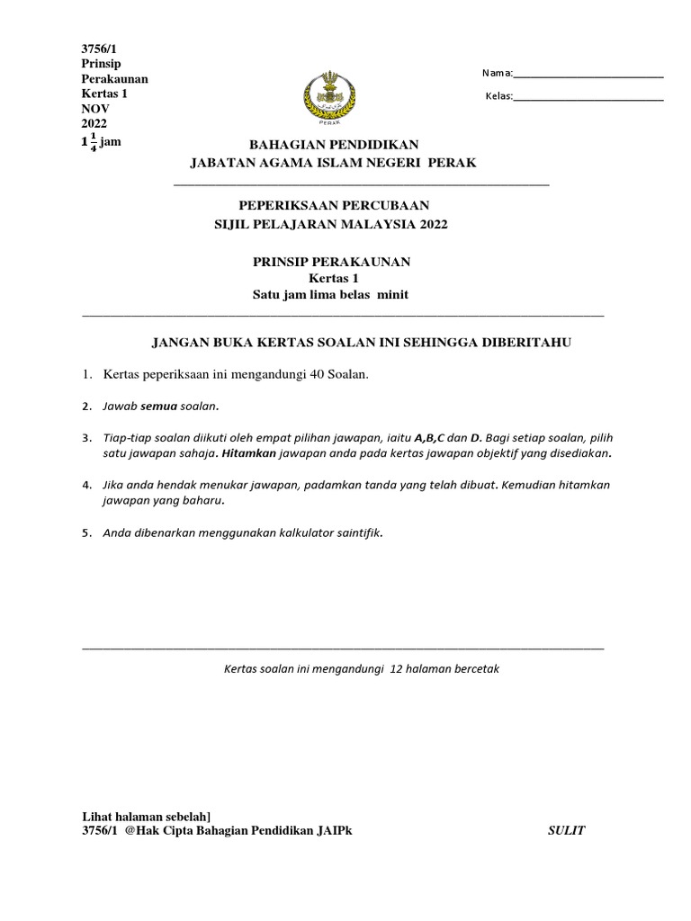 K1 PPC Prinsip Perakaunan | PDF