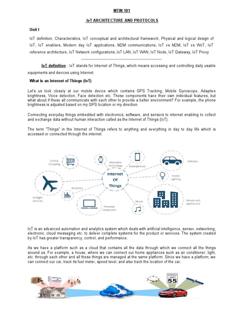 Unit 1-I B.Tech (IoT) | PDF | Internet Of Things | Computer Network