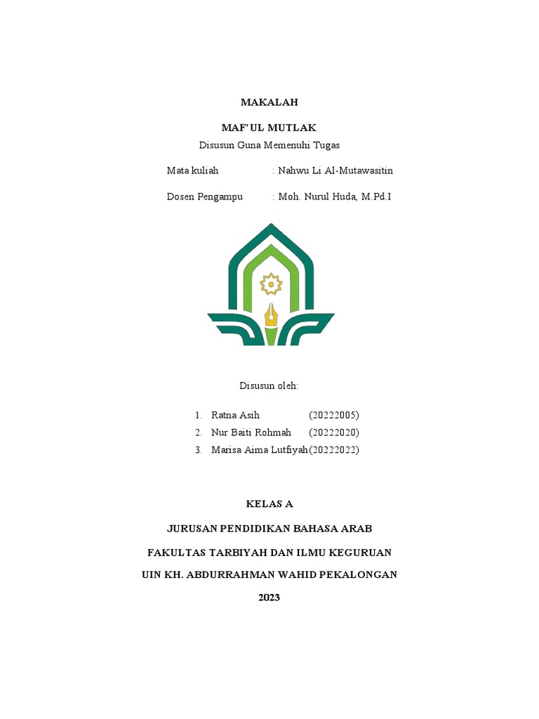 "Maf'ul Mutlak: Konsep dan Jenisnya" | PDF