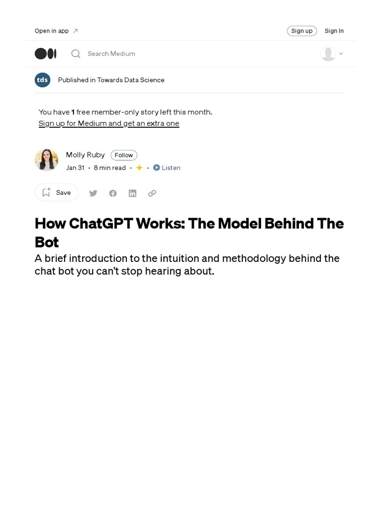 How ChatGPT Works The Model Behind The Bot by Molly Ruby Towards Data Science | PDF | Cognitive ...