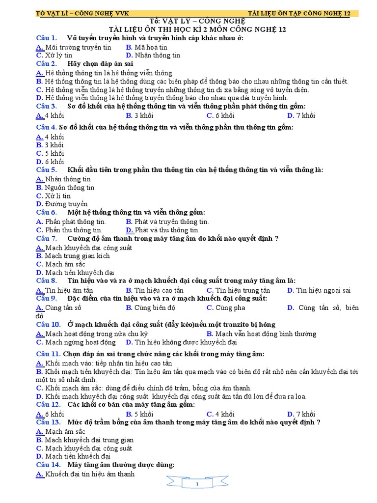 CÔNG NGHỆ 12 HK2 NĂM 2023-GV | PDF