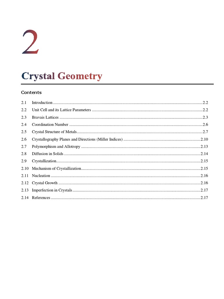 Crystal Geometry | PDF | Crystal Structure | Crystallization