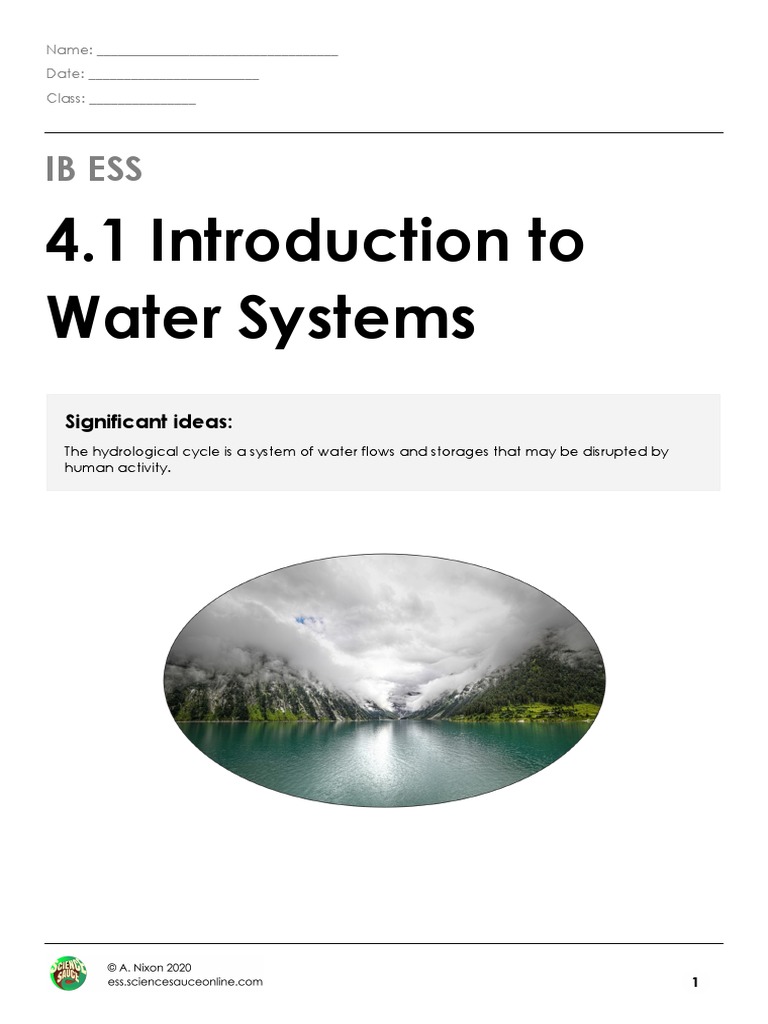 4.1 Introduction To Water Systems: Ib Ess | PDF | Water Cycle | Water