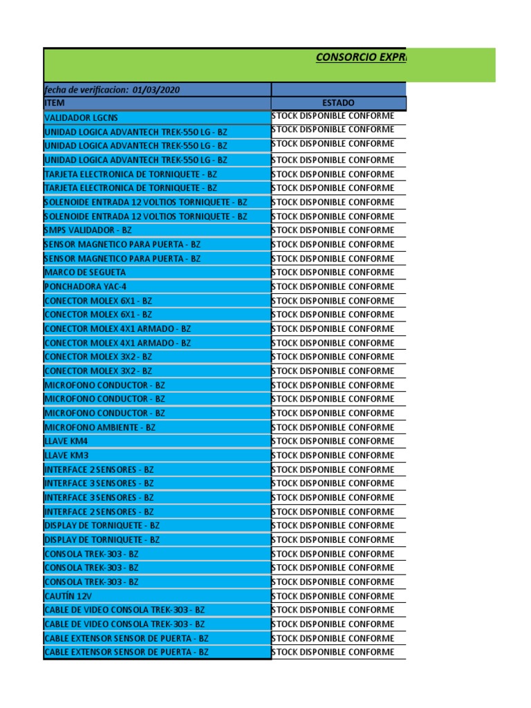 Consorcio Express 8: Item Estado | PDF | Protocolos de capa física | Informática