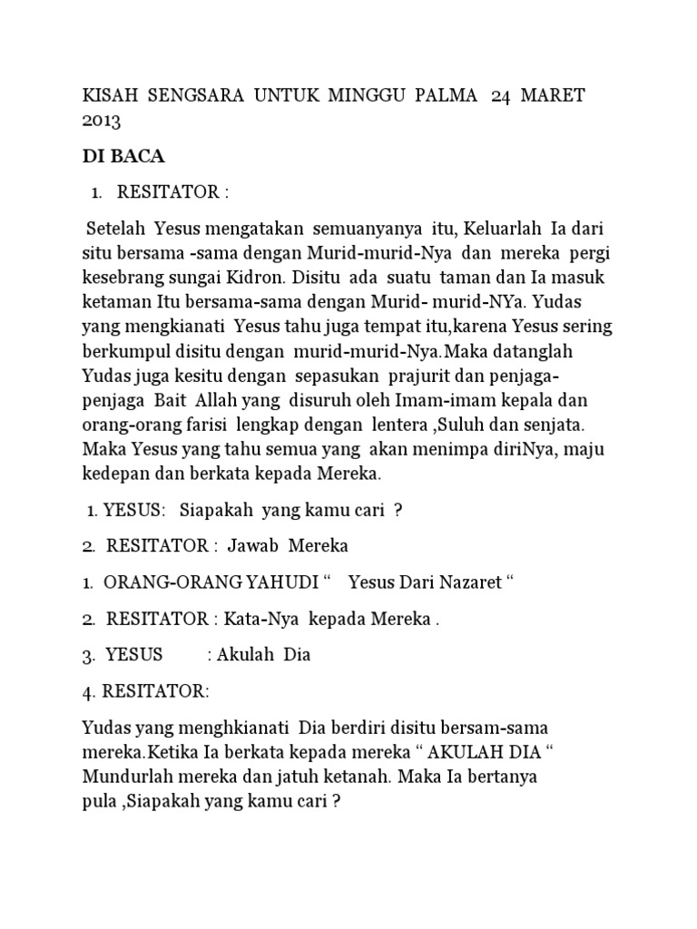 KISAH SENGSARA UNTUK MINGGU PALMA 24 MARET 2013.docx 3 | PDF