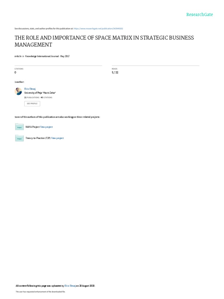 Importance of SPACE Matrix in Strategy | PDF | Strategic Management | Data