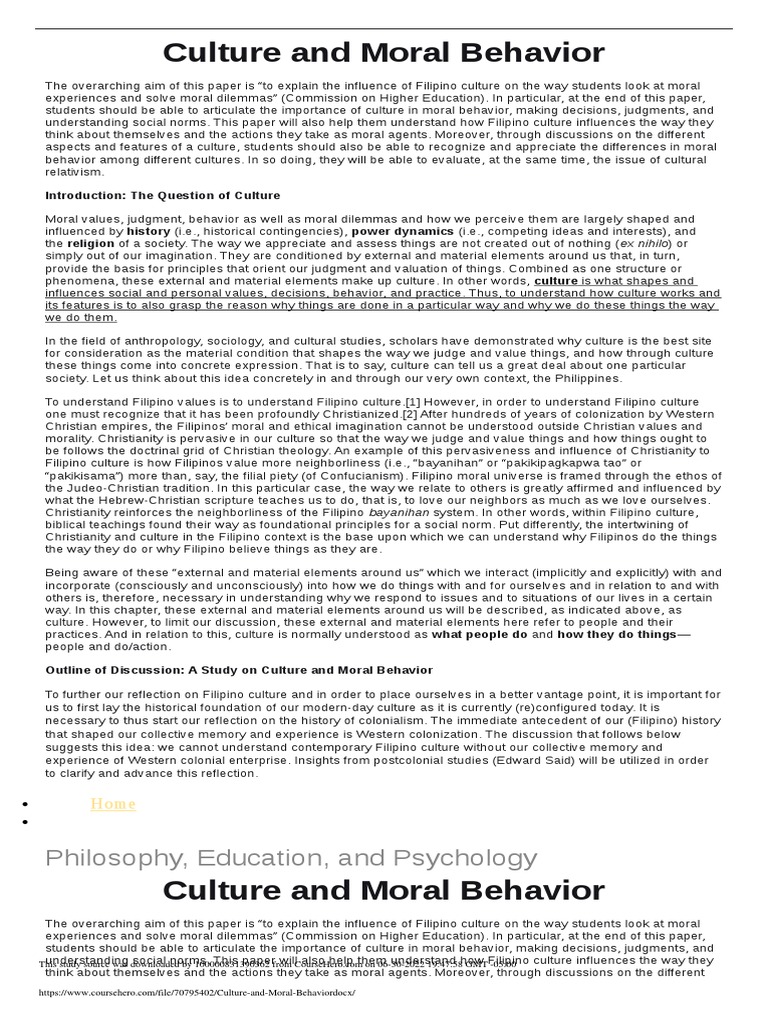 Culture and Moral Behavior | PDF | Discourse | Michel Foucault