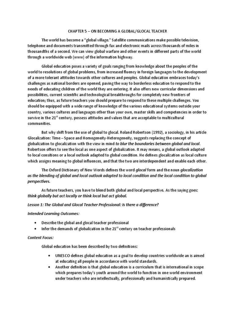 CHAPTER-5-ON-BECOMING-A-GLOCAL-TEACHER | PDF | Teachers | Educational ...
