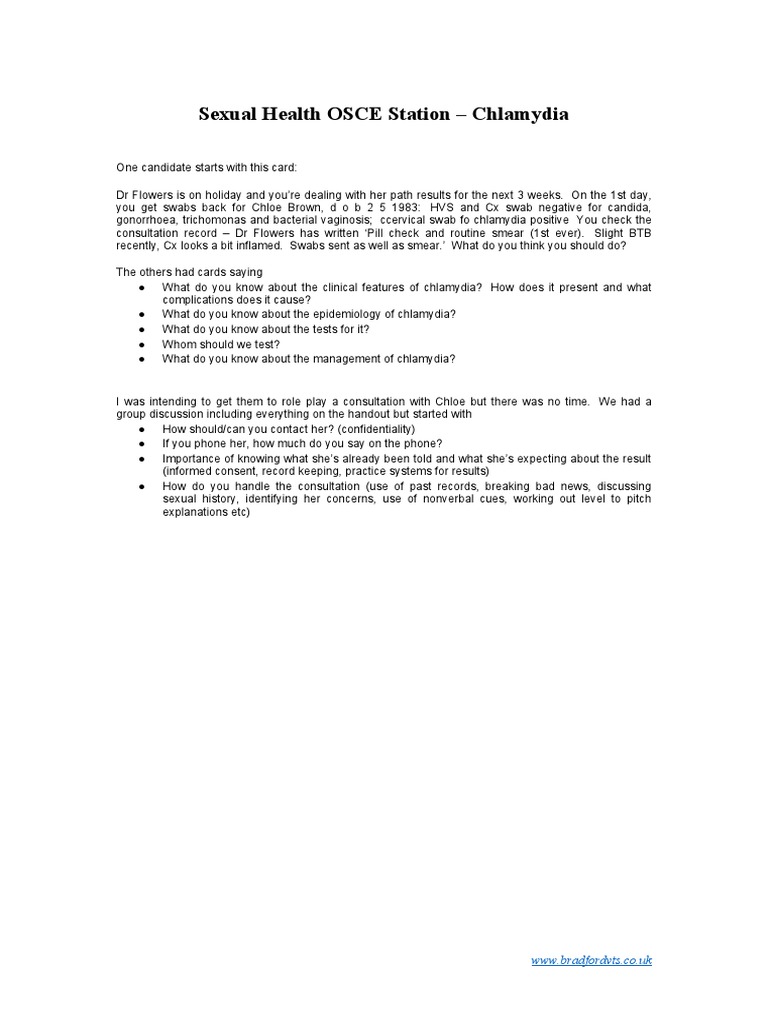Osce Station - Chlamydia | PDF