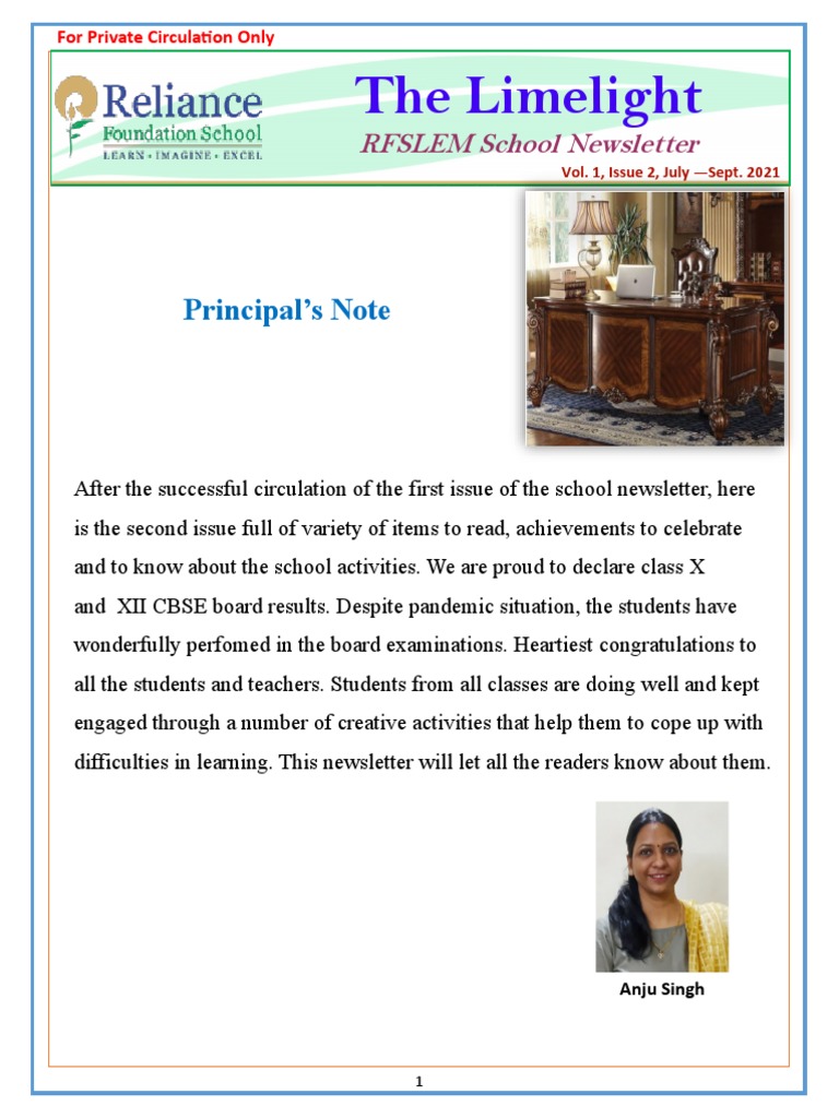School Newsletter July_Sept. 2021 V2 | PDF