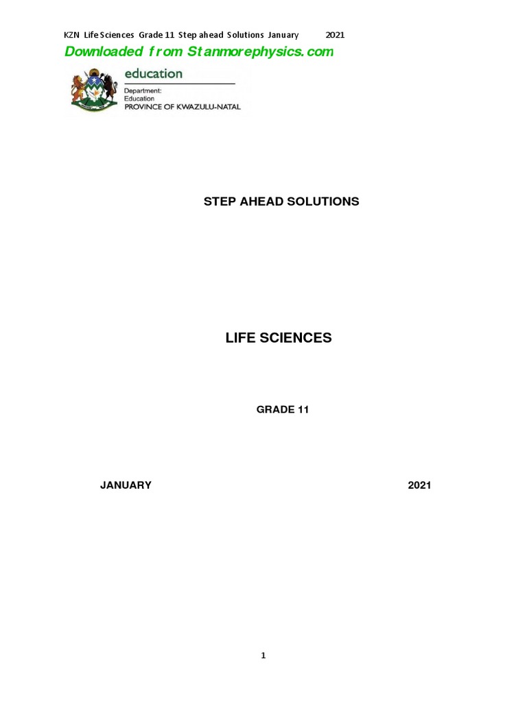 KZN Step Ahead Life Sciences Grade 11 Solutions | PDF | Cellular ...
