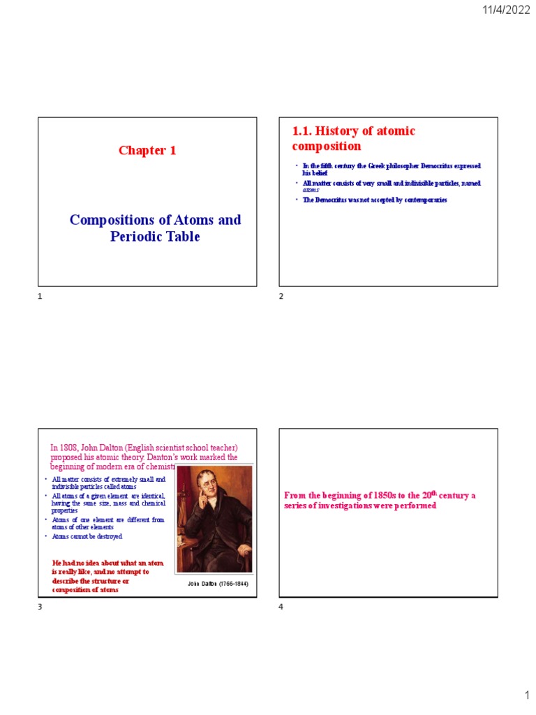 Compositions of Atoms and Periodic Table: 1.1. History of Atomic Composition | Download Free PDF ...