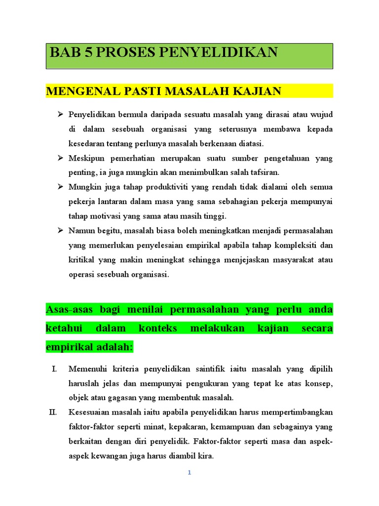 Proses Penyelidikan Empirikal Bab 5 | PDF