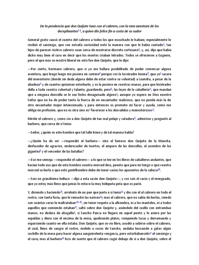 De La Pendencia Que Don Quijote Tuvo Con El Cabrero | PDF | Don Quijote